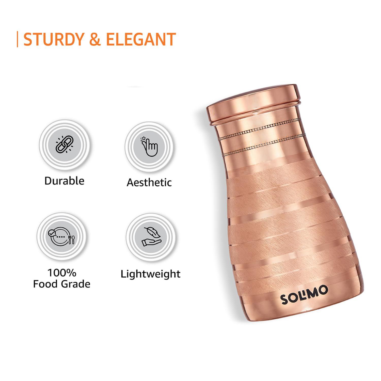 구리 물병 [침대 옆 구리 물병] (Copper Water Bottle | Solimo) - 인도샵